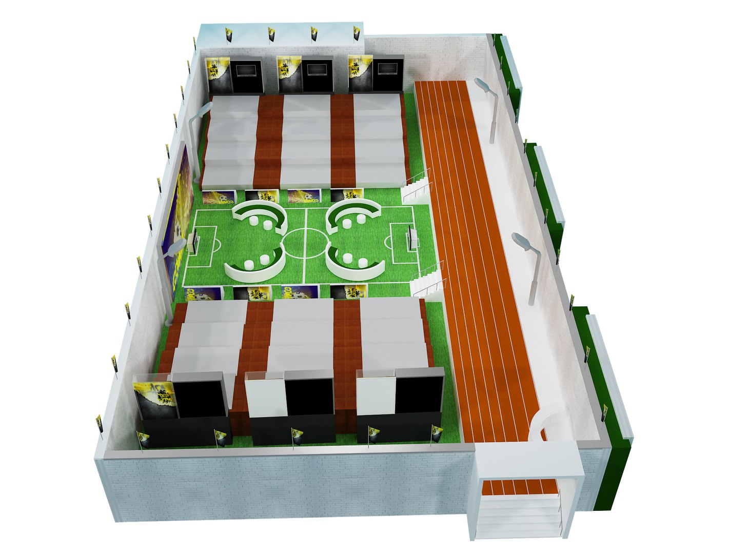 3D Soccer Football Goal Stadium Cafe Layout A542 - TurboSquid 1846888