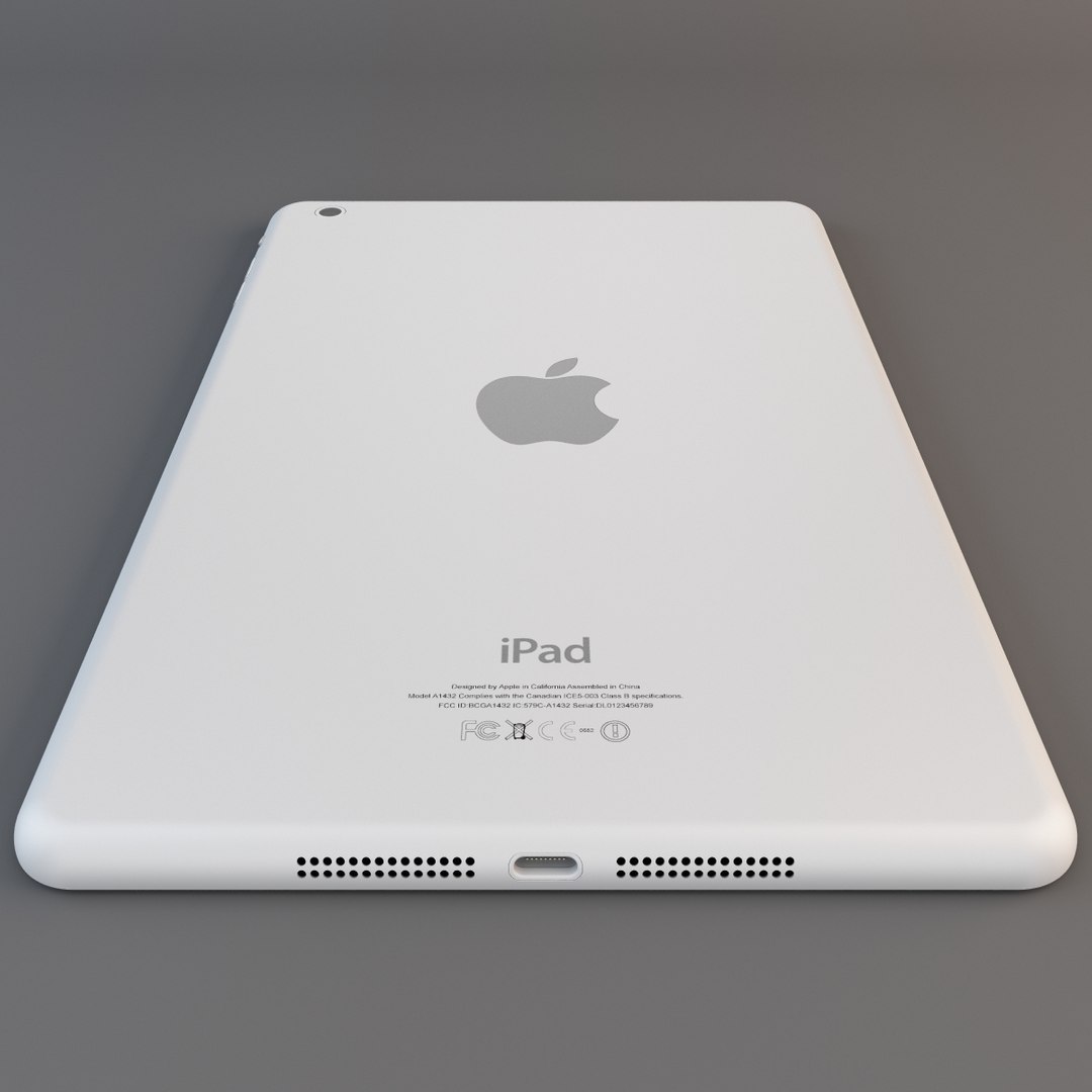 white ipad mini 3d model