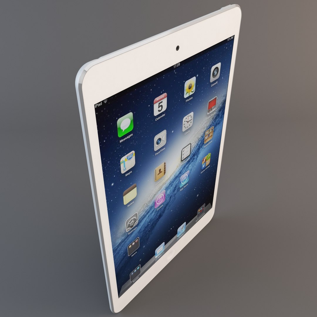 white ipad mini 3d model