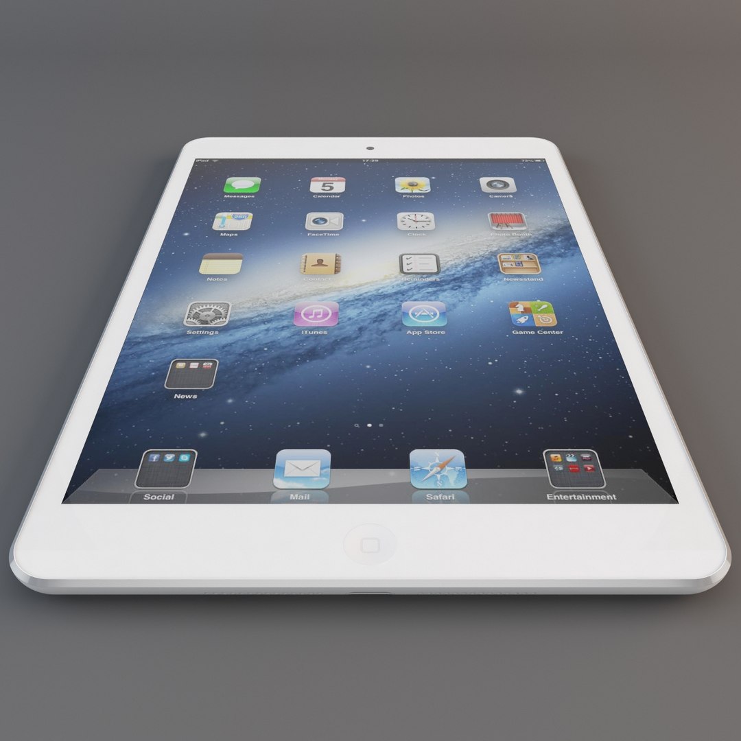 white ipad mini 3d model