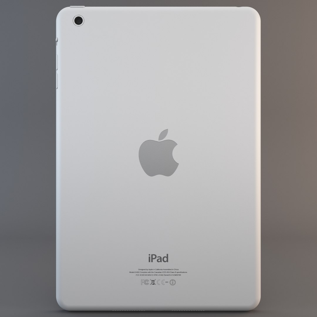 white ipad mini 3d model