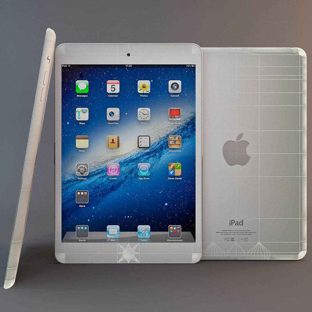 white ipad mini 3d model