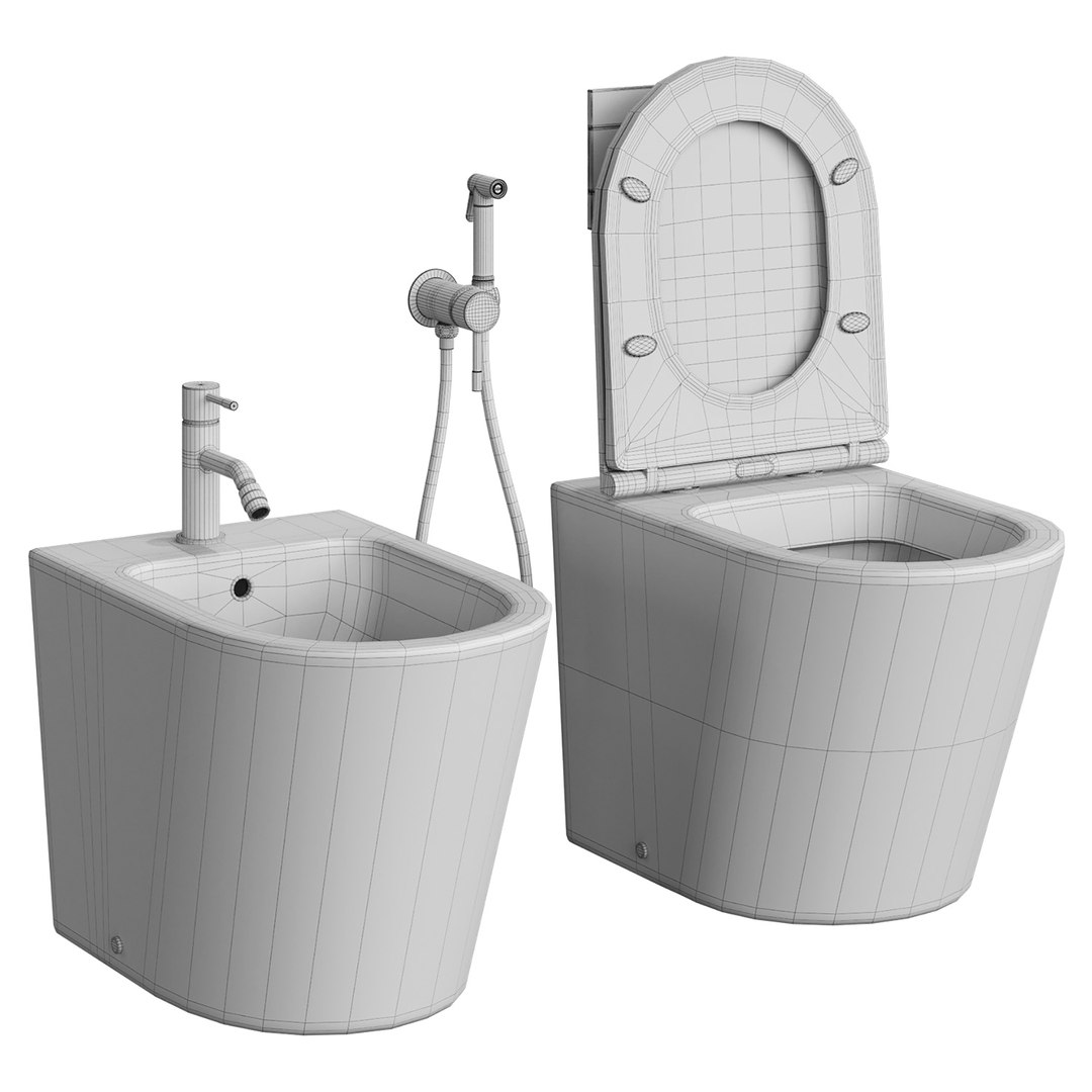 3D Model Outdoor Toilet And Bidet By Jacob Delafon Rodin - TurboSquid ...