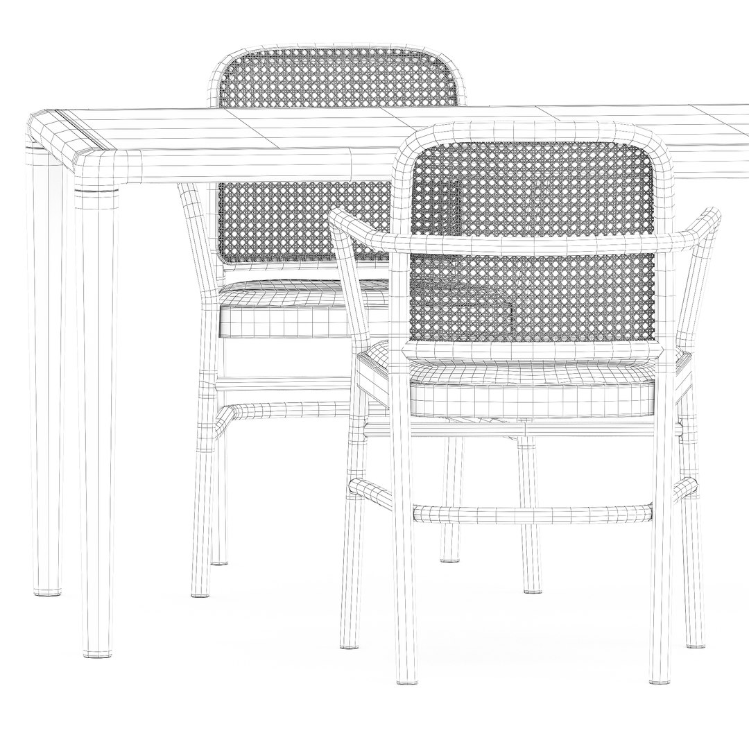 3D The Bent Chairs And Lyon Table Model - TurboSquid 2000030