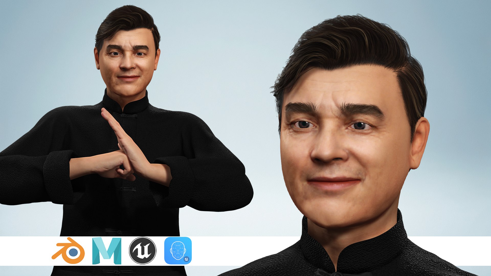 3D Model Realistic Asian Kung Fu Master Male Character - TurboSquid 2428181