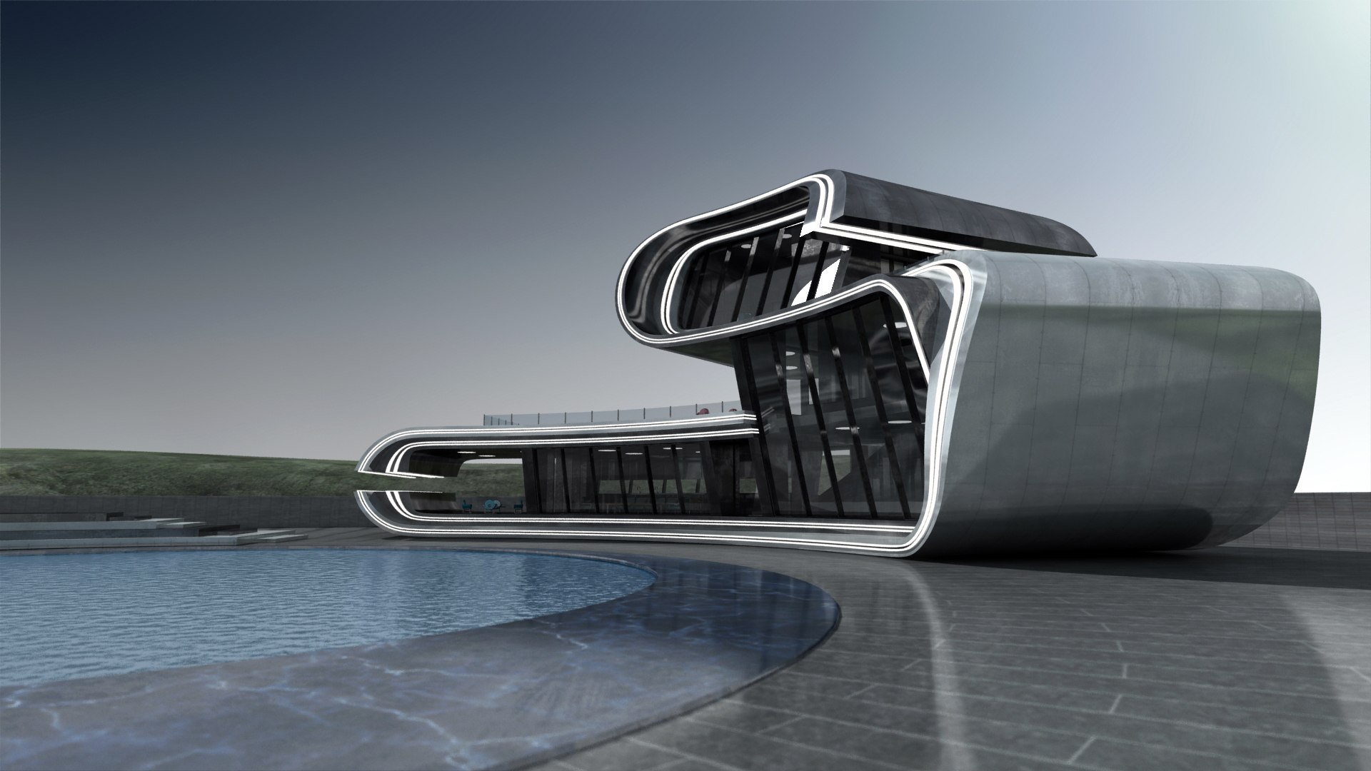 Futuristic Building 02 model - TurboSquid 2029184