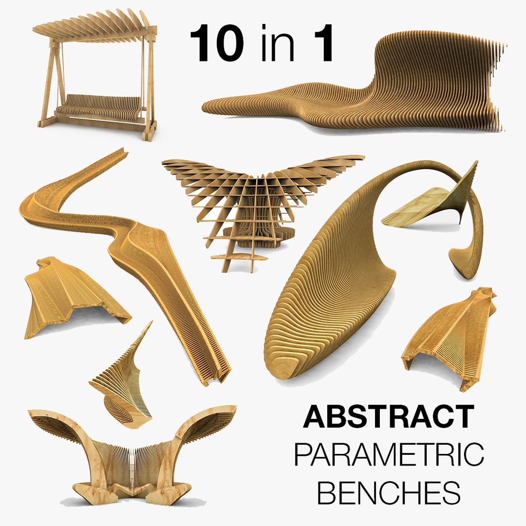 3d model small abstract bench parametric