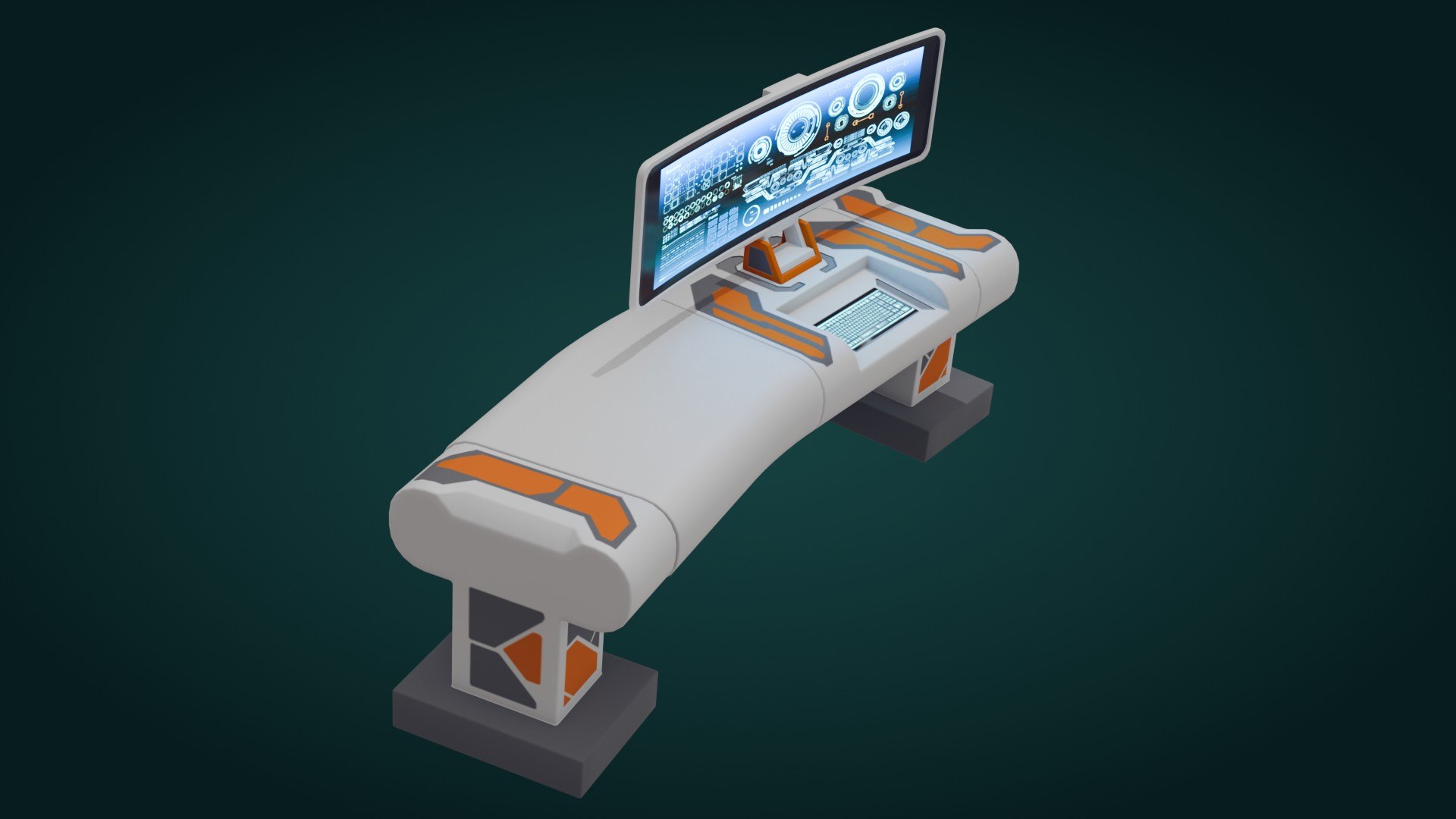 3D Sci-Fi Workspace - Low Poly - Game Ready - PBR Model - TurboSquid ...