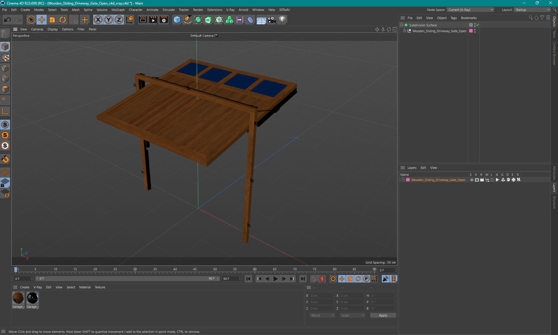 modelo 3d Puerta corrediza de madera para entrada de vehículos abierta ...