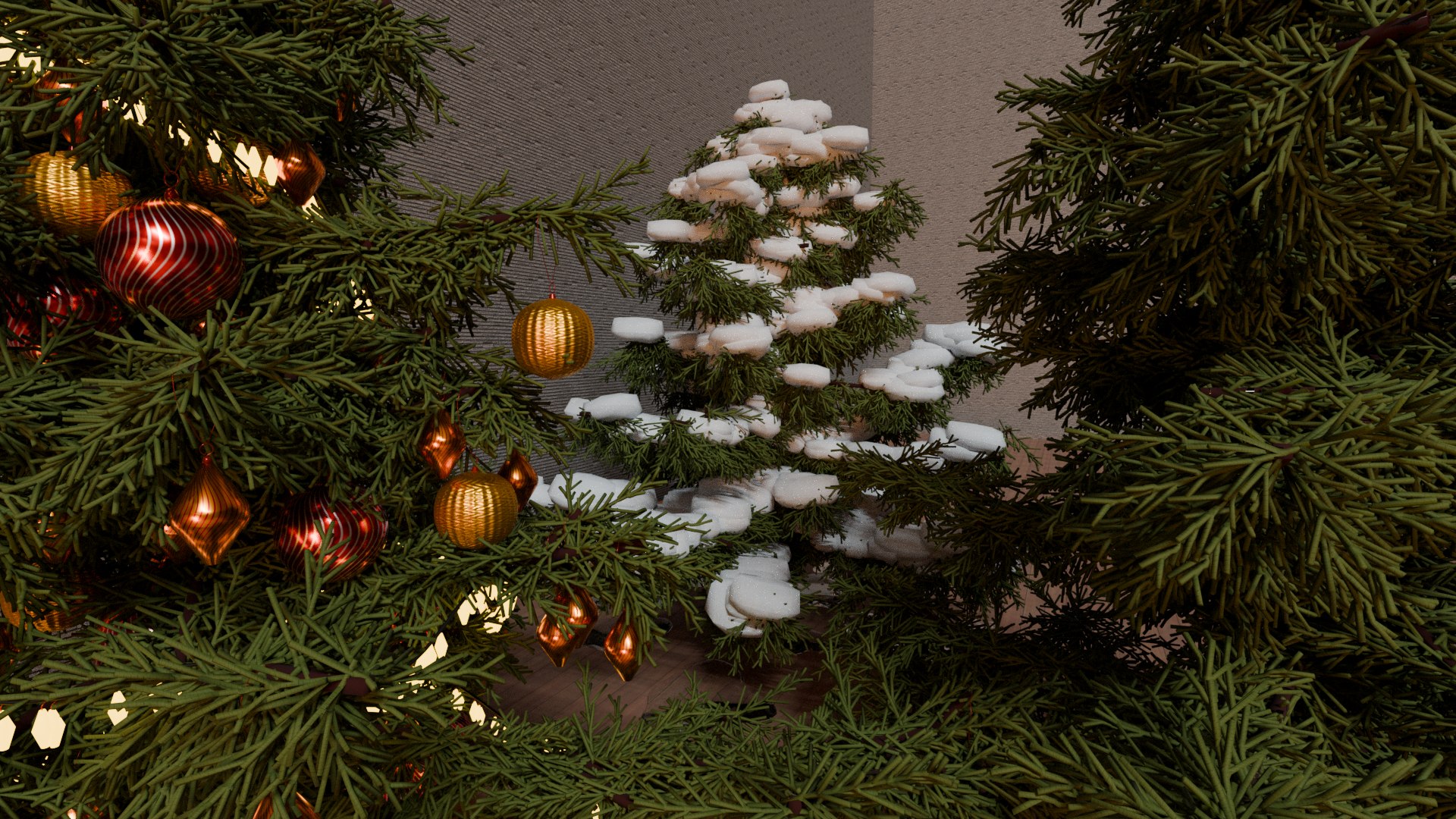 Set Of Realistic Christmas Trees 3 Varieties 3 Christmas Bauble Low ...