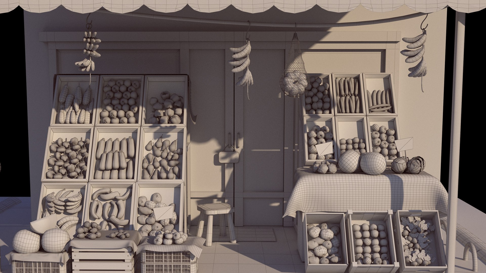 Fruit and vegetable Shop 3D model - TurboSquid 2002304