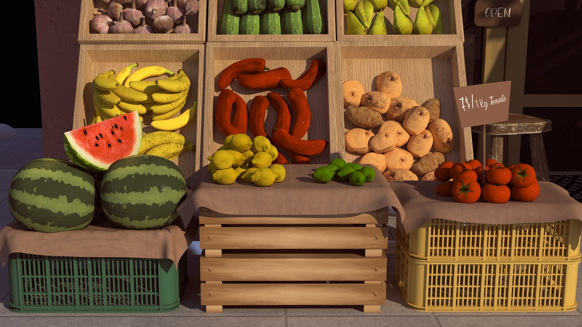 Fruit and vegetable Shop 3D model - TurboSquid 2002304