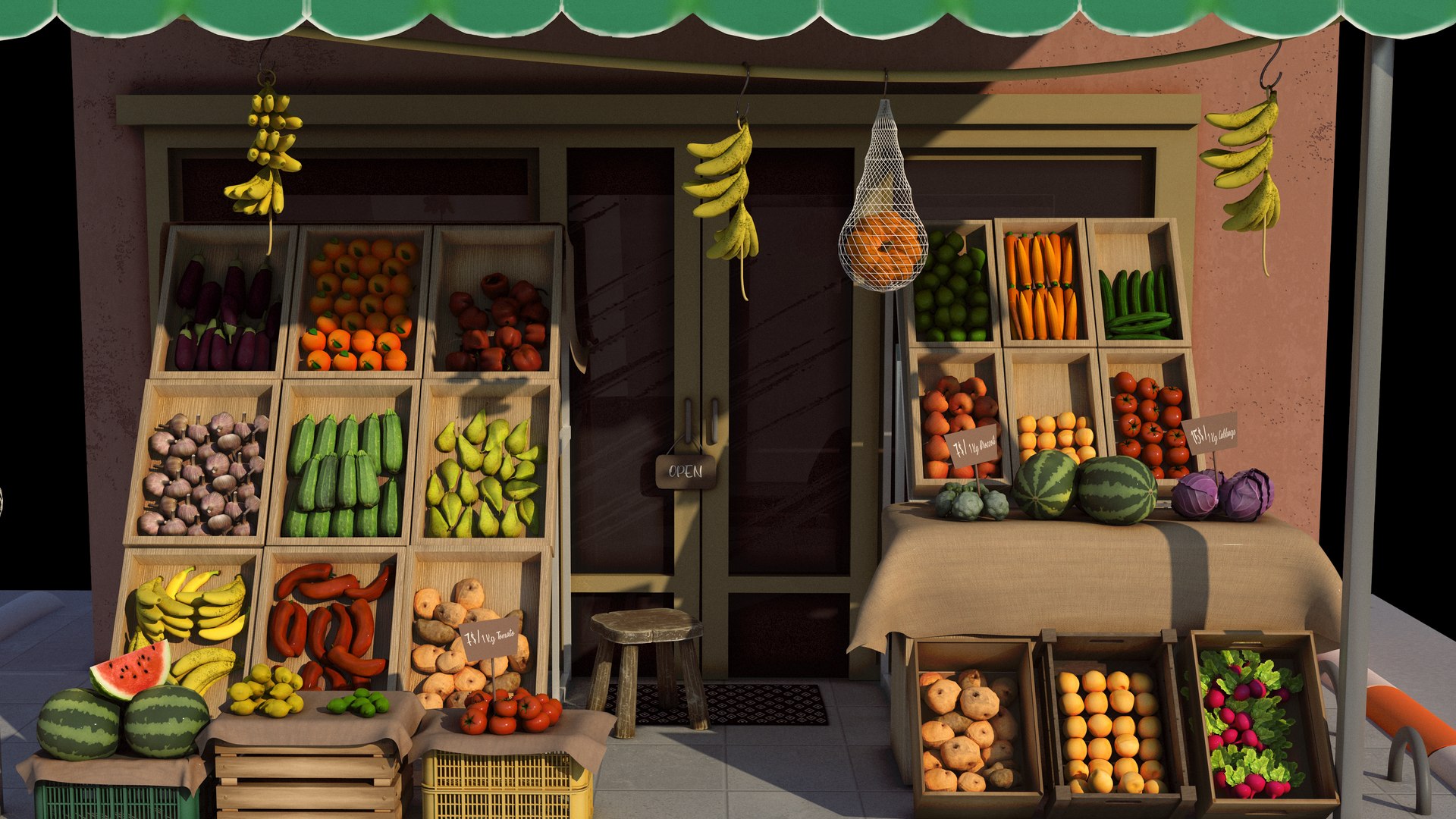 Fruit and vegetable Shop 3D model - TurboSquid 2002304