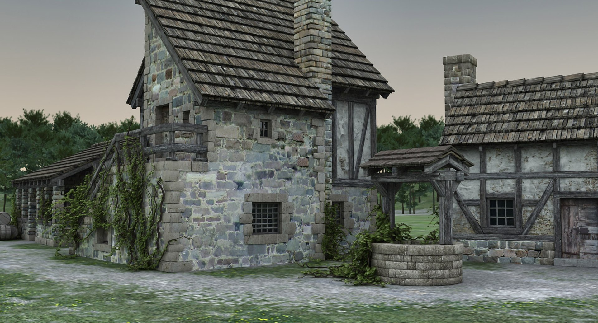 3D medieval town village model - TurboSquid 1197957