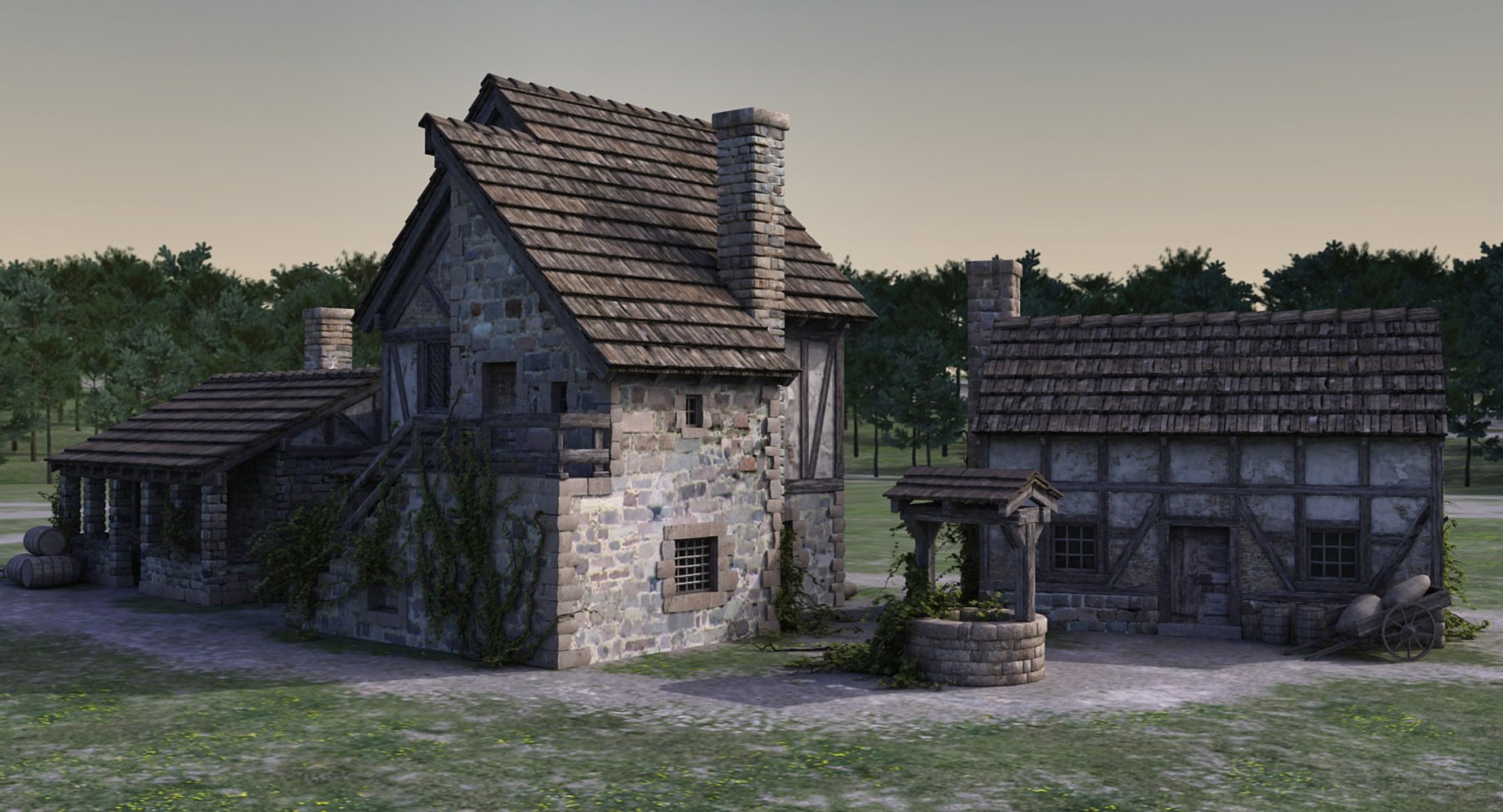 3D medieval town village model - TurboSquid 1197957