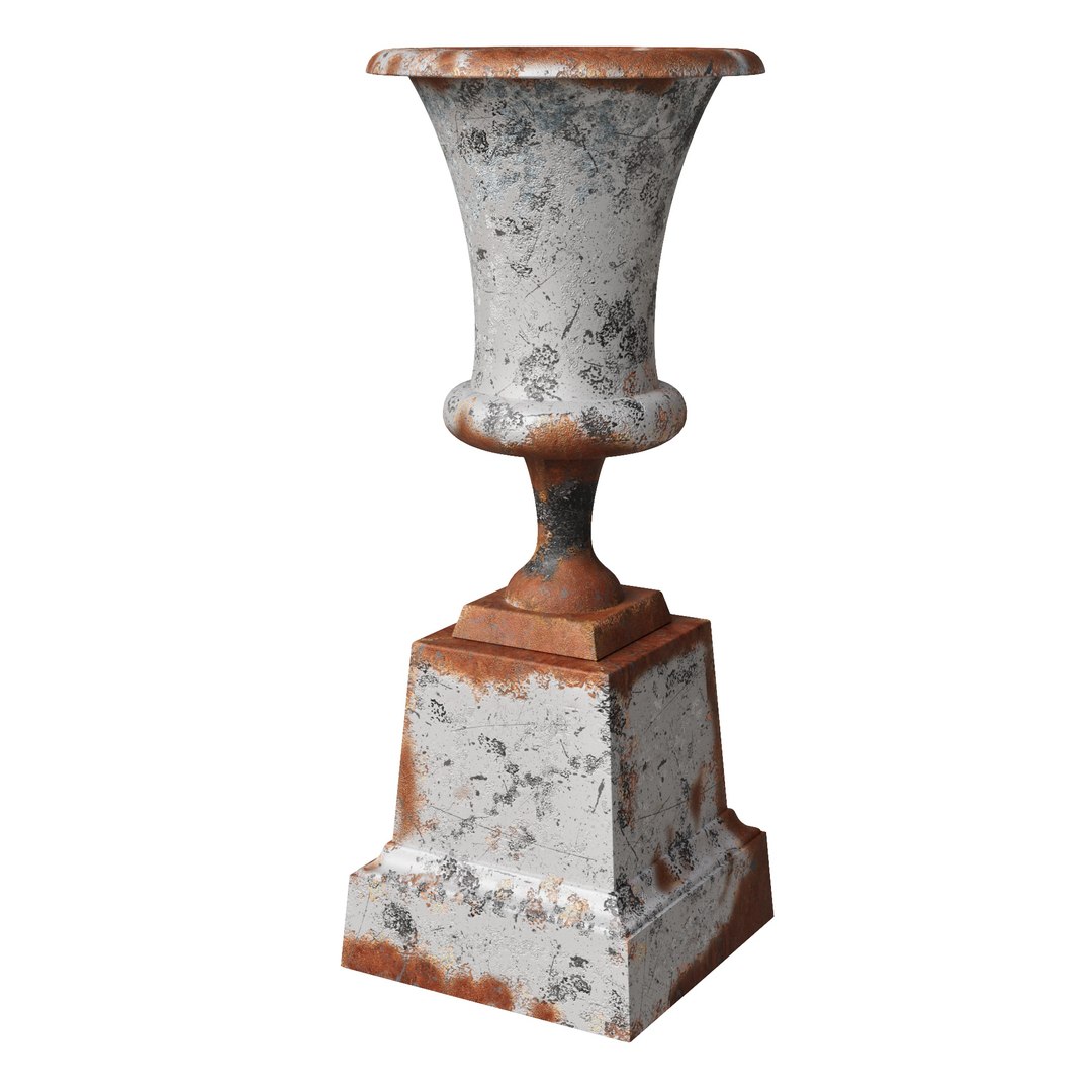 Early 19th C Italian Cast Iron Campana Urn On Plinth Vase 3D Model ...