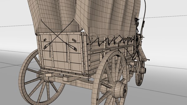 3d model covered wagon