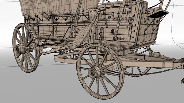 3d model covered wagon