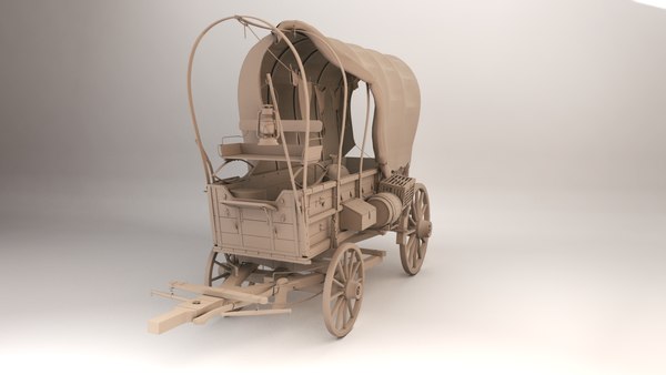 3d model covered wagon