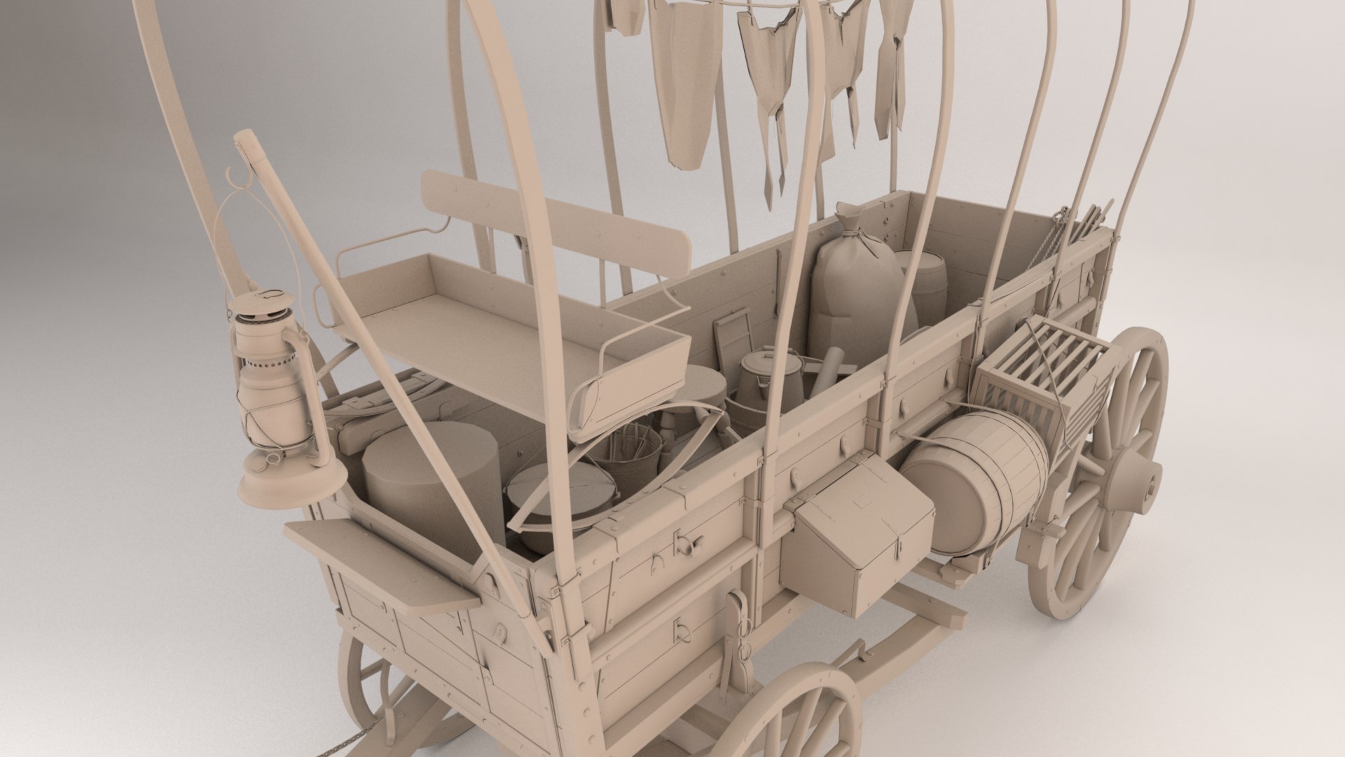 3d Model Covered Wagon