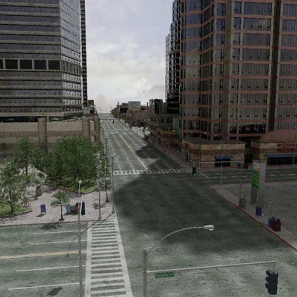 3d model city lights street