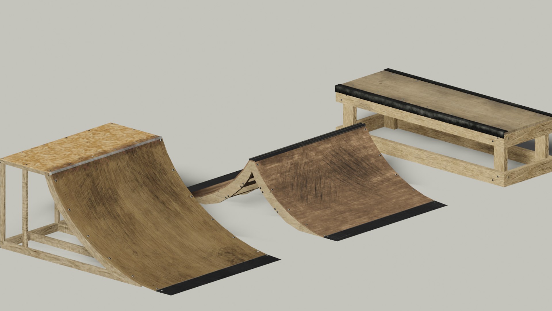 3D Homemade Skateboarding Ramps 3 PACK - TurboSquid 2097377