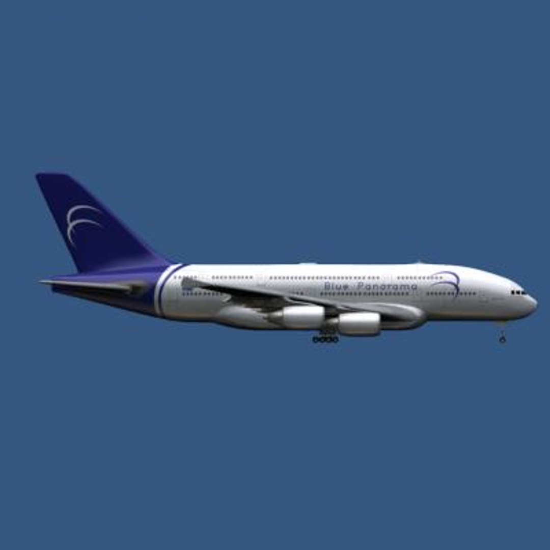 3d Airbus A380-800 Blue Panorama