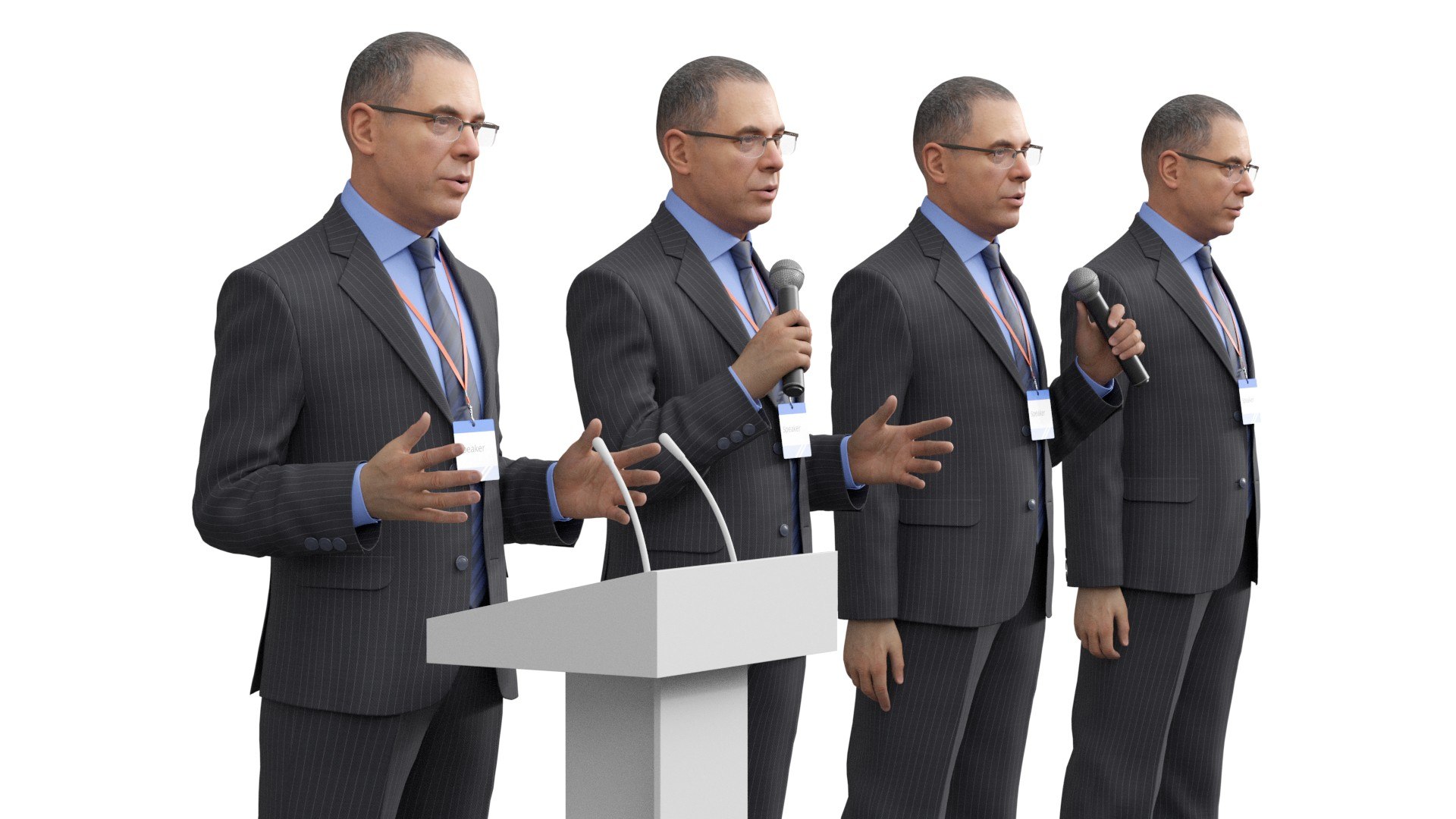 Men Speaking To Audience 4 Poses Set 3D Model - TurboSquid 2500577