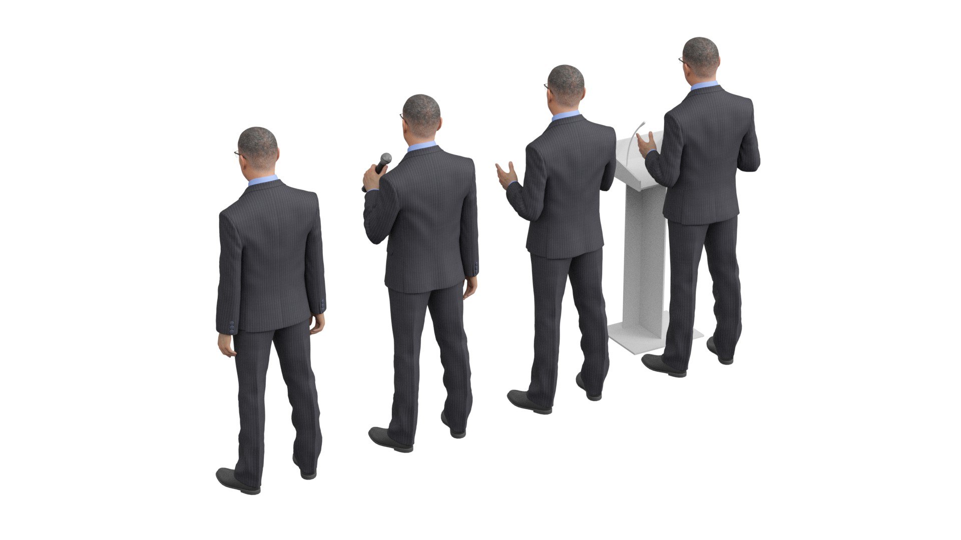 Men Speaking To Audience 4 Poses Set 3D Model - TurboSquid 2500577