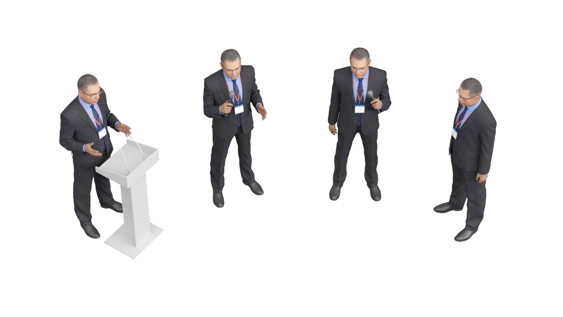 Men Speaking To Audience 4 Poses Set 3D Model - TurboSquid 2500577