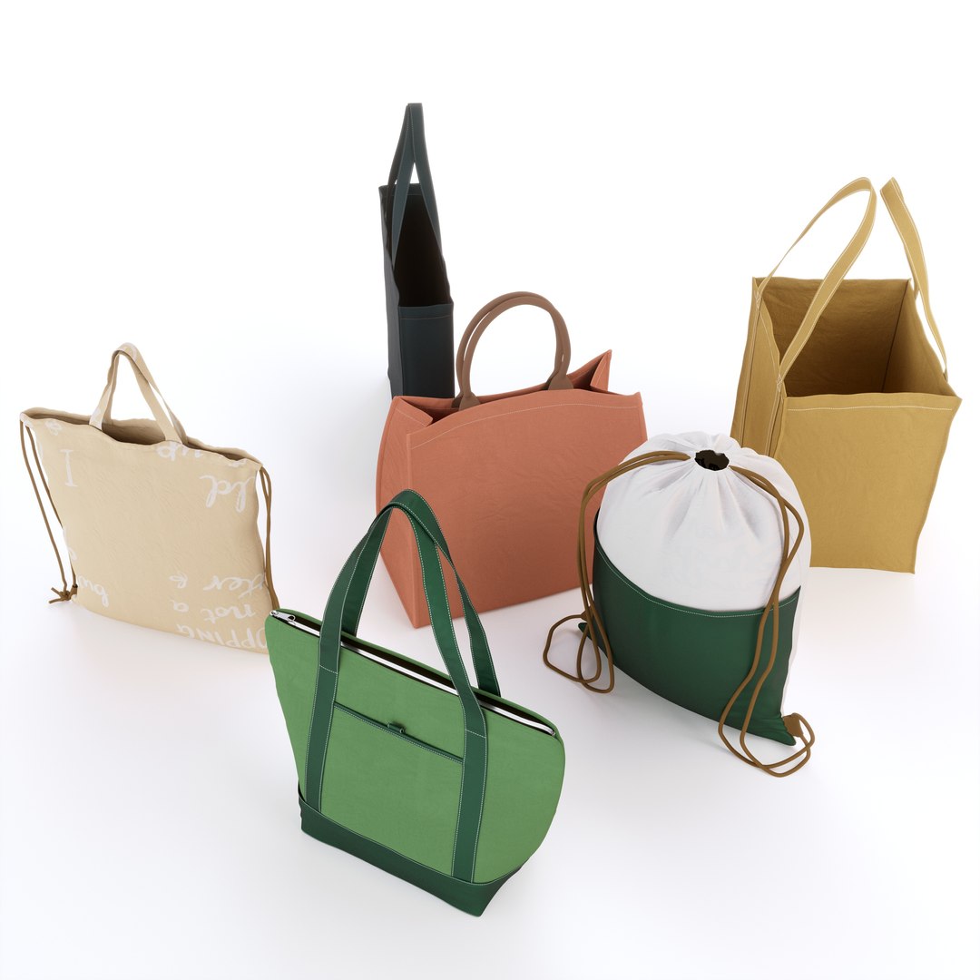 3D Model Collection Of Shopping Bags And Carriers - TurboSquid 1925340
