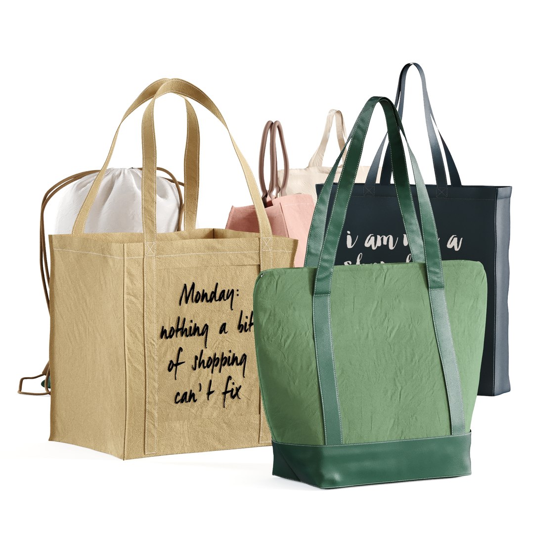 3D Model Collection Of Shopping Bags And Carriers - TurboSquid 1925340