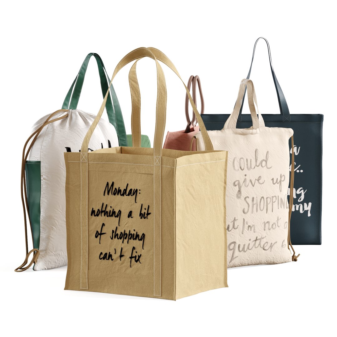 3D Model Collection Of Shopping Bags And Carriers - TurboSquid 1925340