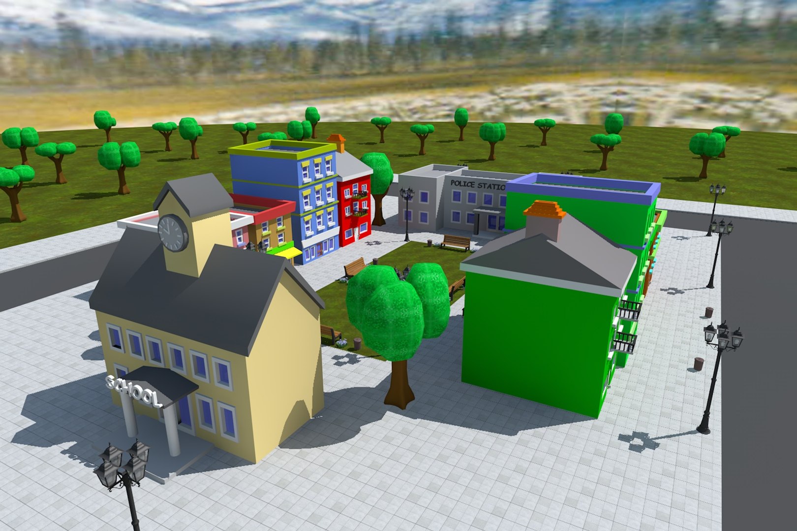 Cartoon Garden Square 3D - TurboSquid 1258729