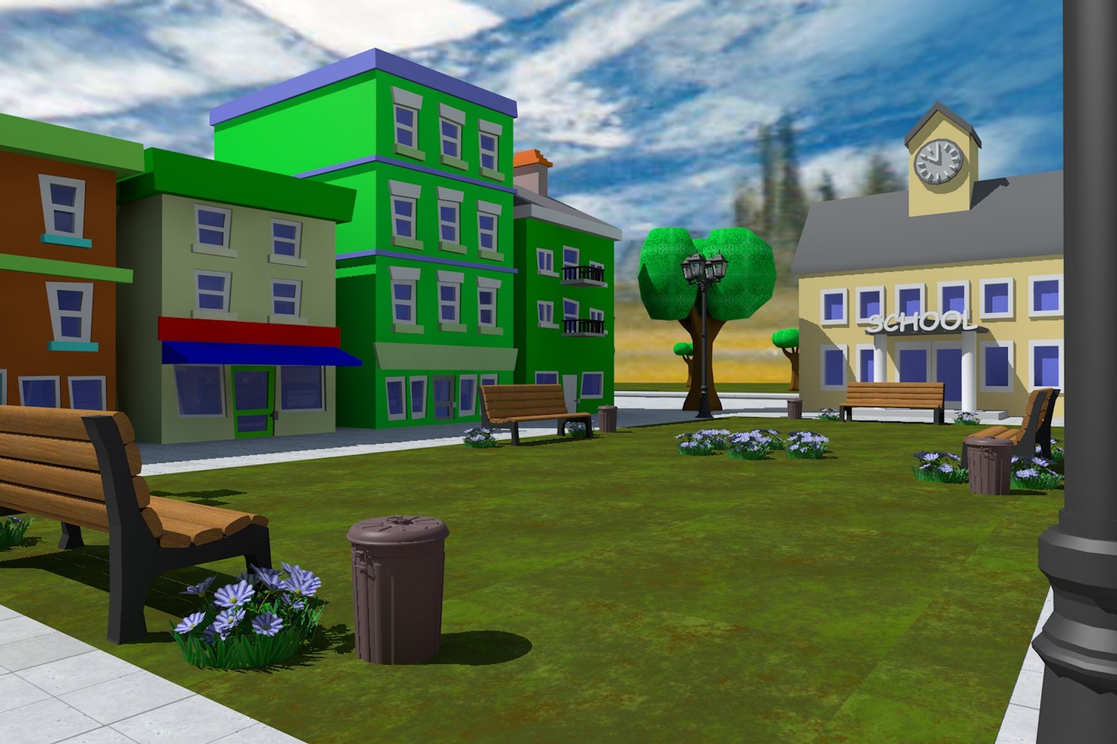 Cartoon Garden Square 3D - TurboSquid 1258729