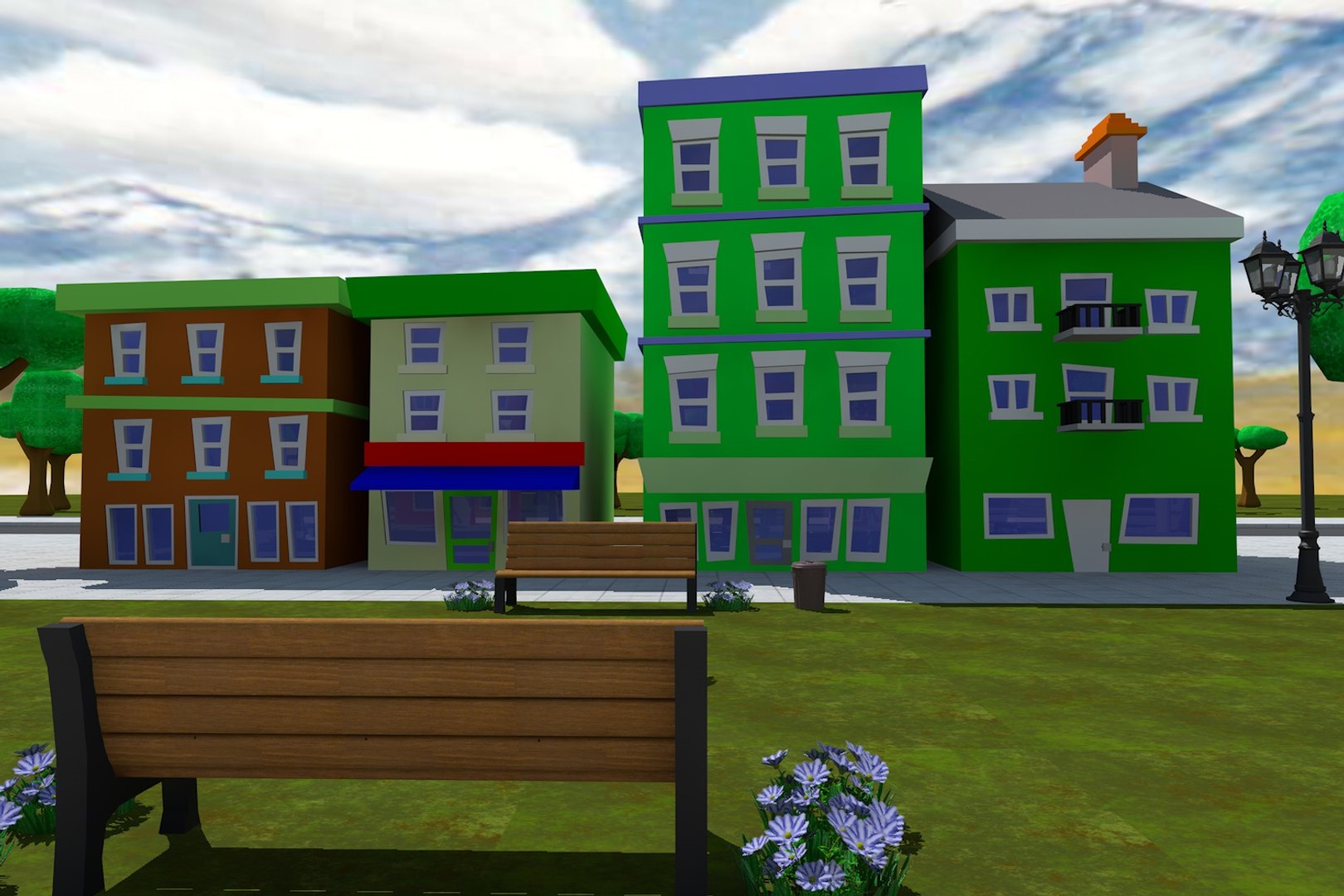 Cartoon garden square 3D - TurboSquid 1258729