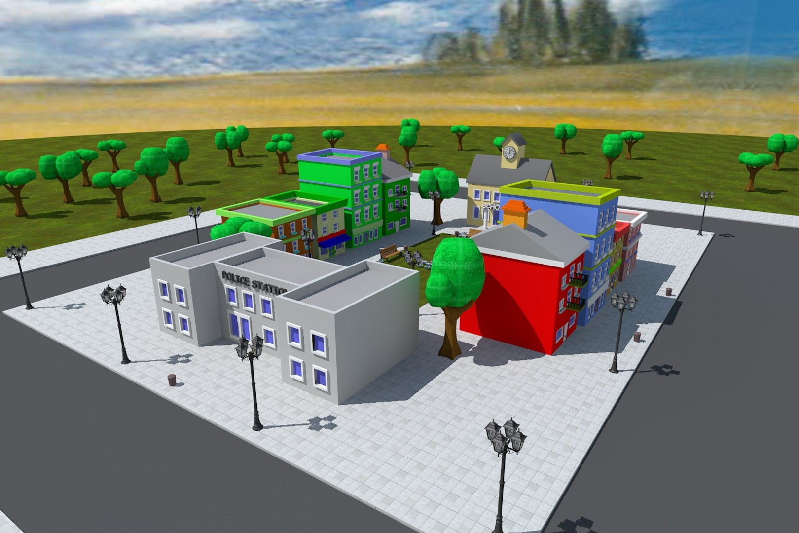 Cartoon Garden Square 3D - TurboSquid 1258729