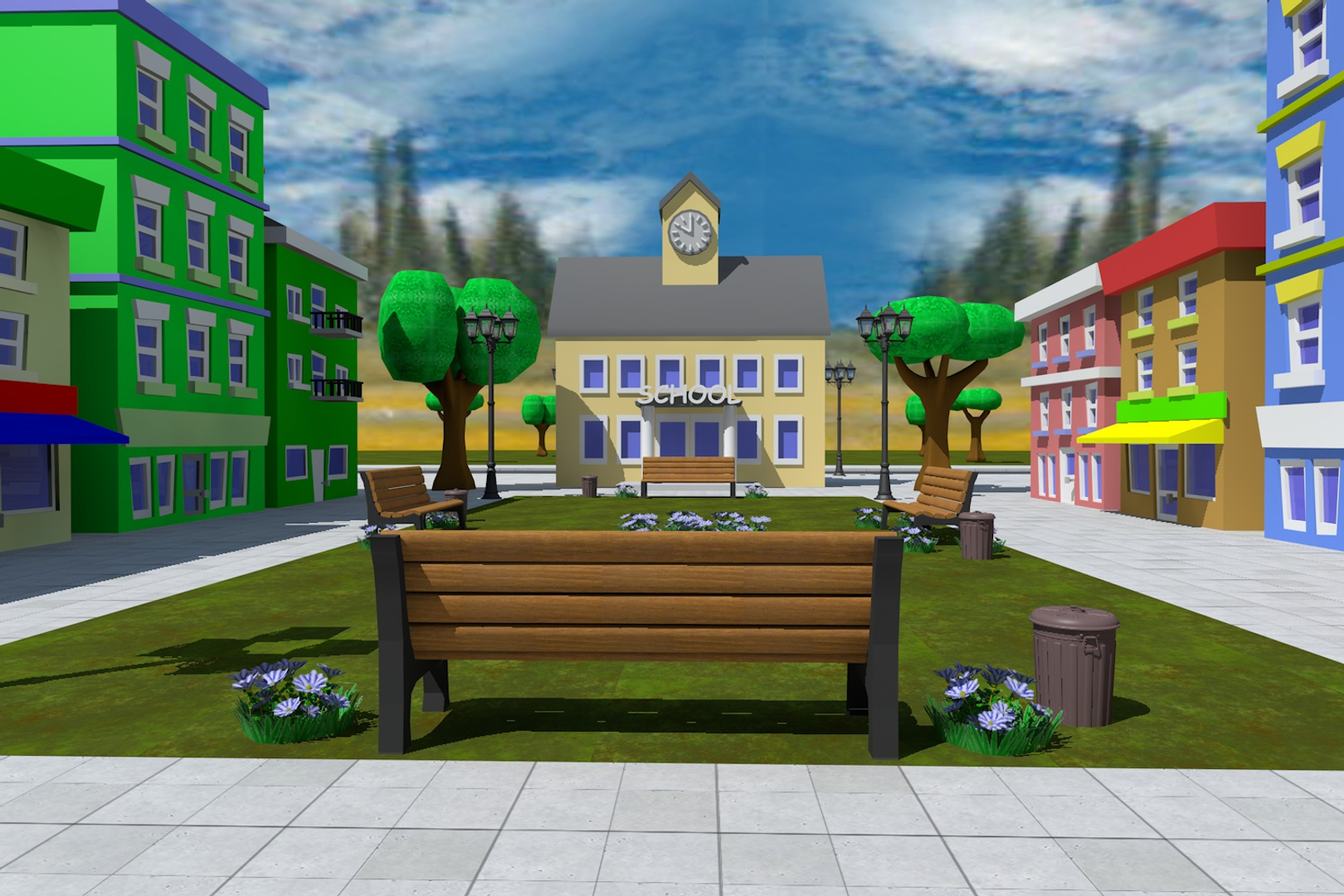 Cartoon garden square 3D - TurboSquid 1258729