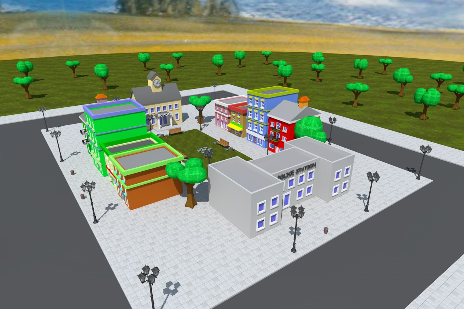 Cartoon Garden Square 3D - TurboSquid 1258729