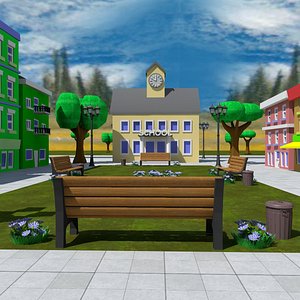 3d cartoon landscape trees model