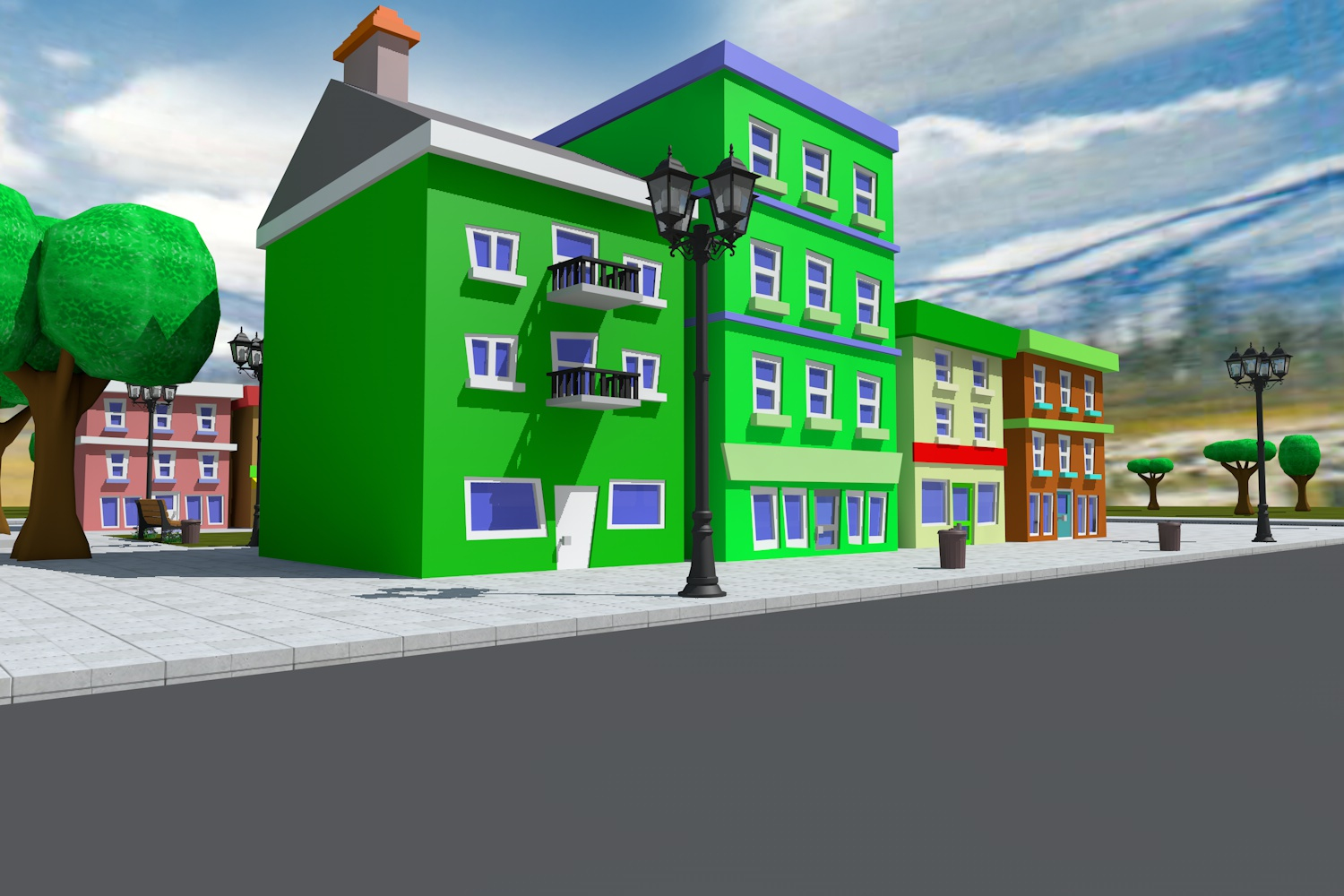 Cartoon garden square 3D - TurboSquid 1258729