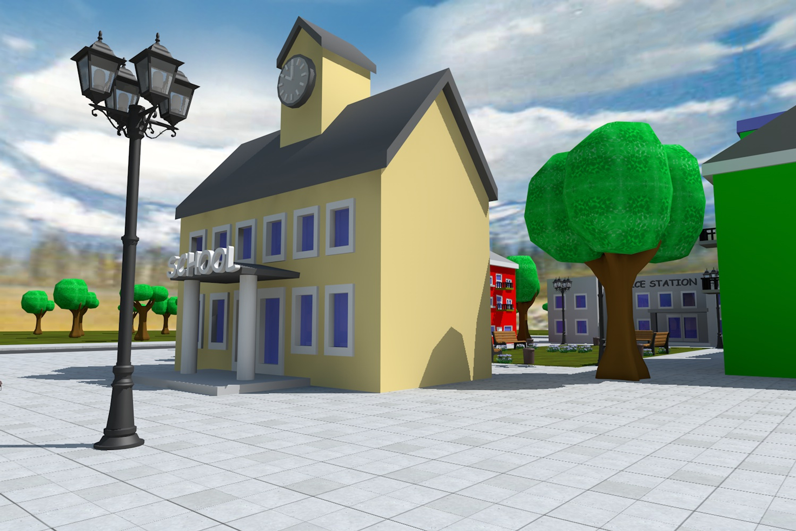 Cartoon garden square 3D - TurboSquid 1258729