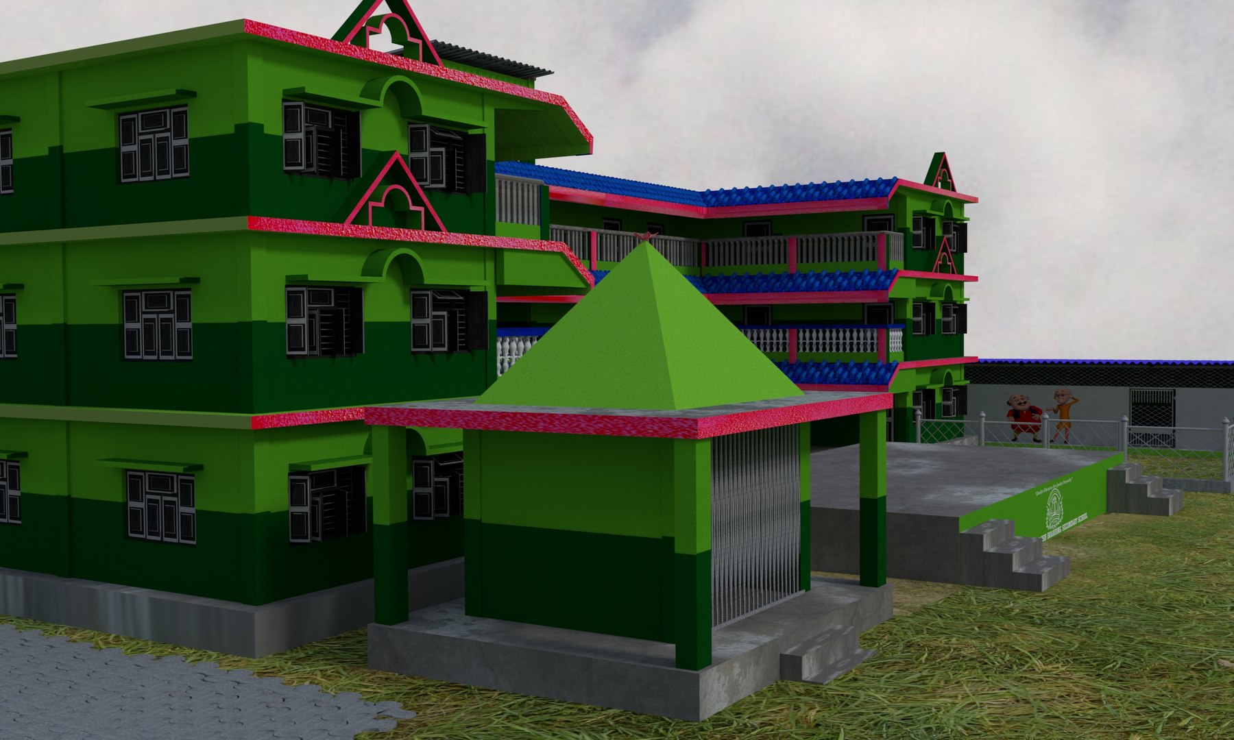 3D School Area Building - TurboSquid 1416045