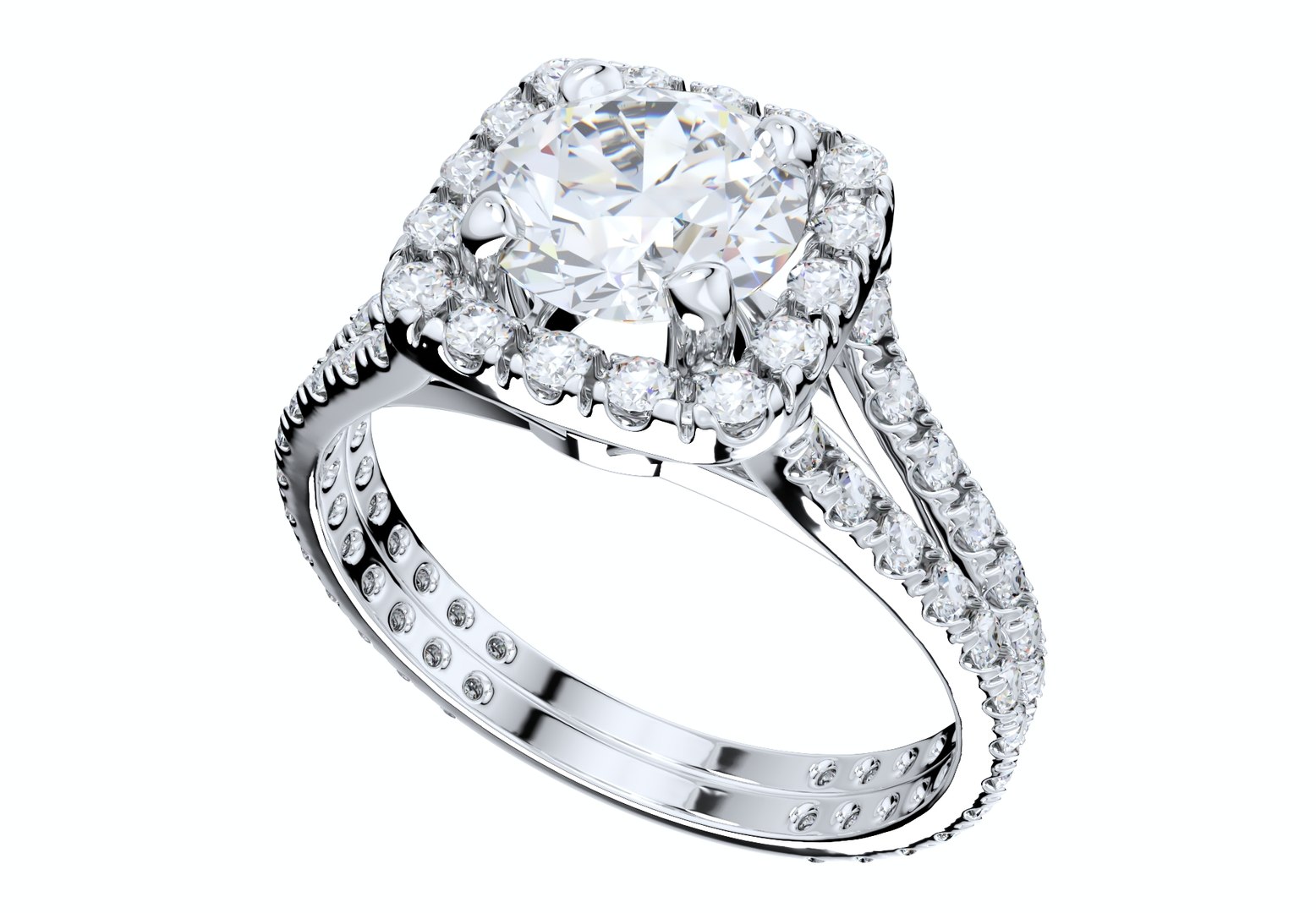3D Diamond Round Halo Engagement Ring CAD Design Print O-1-102 ...