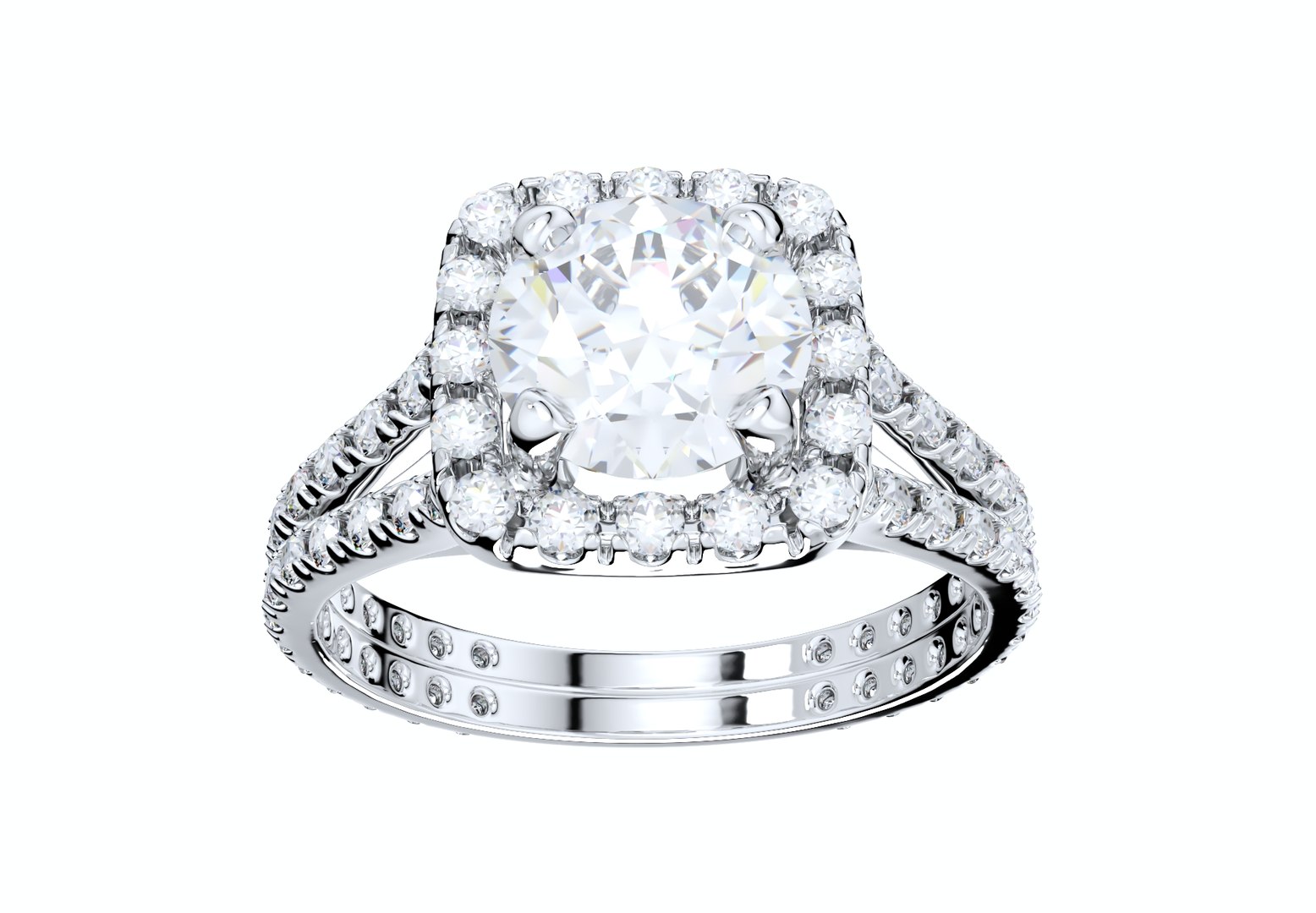 3D Diamond Round Halo Engagement Ring CAD Design Print O-1-102 ...