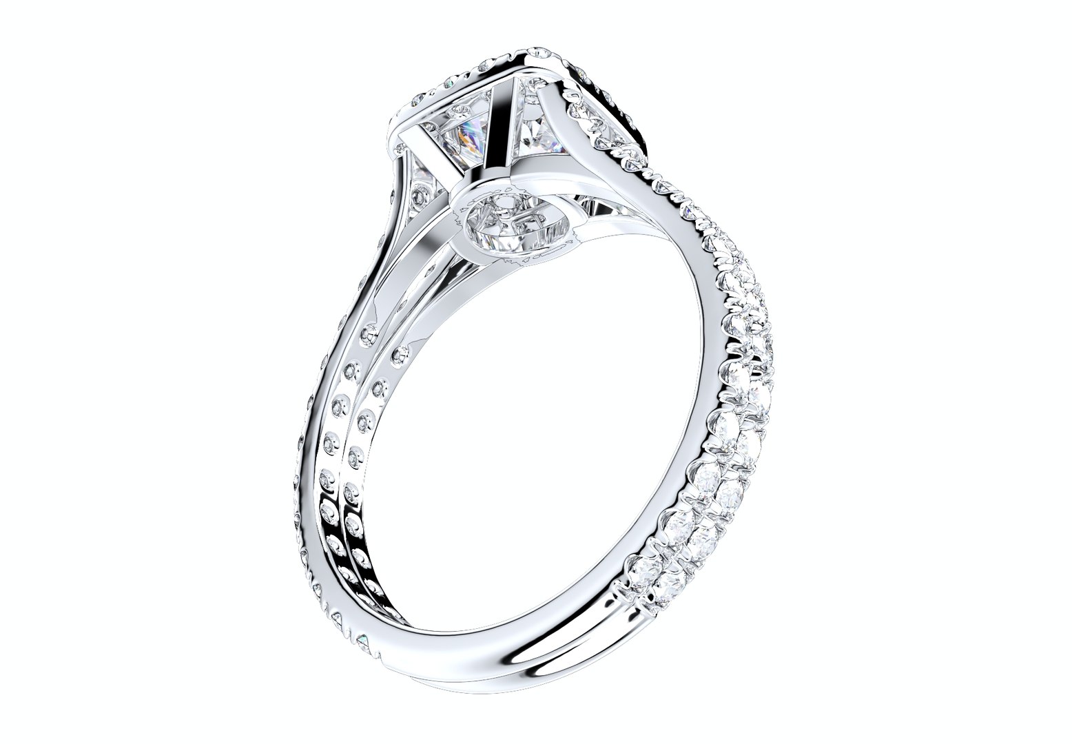 3D Diamond Round Halo Engagement Ring CAD Design Print O-1-102 ...