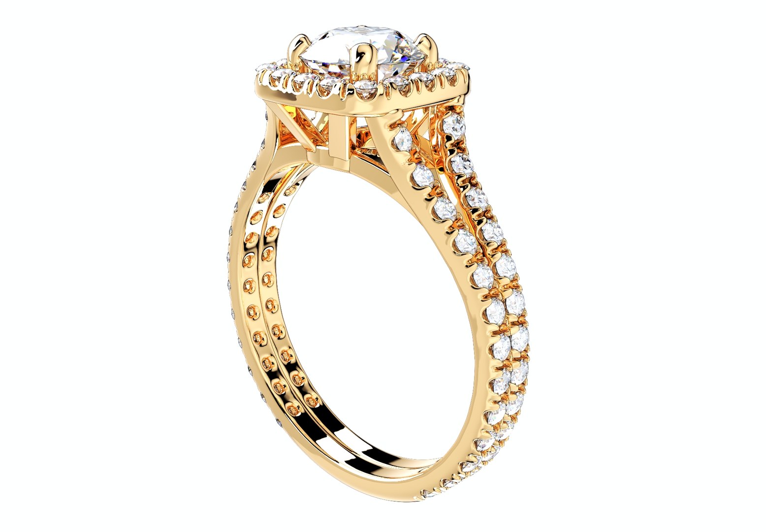 3D Diamond Round Halo Engagement Ring CAD Design Print O-1-102 ...