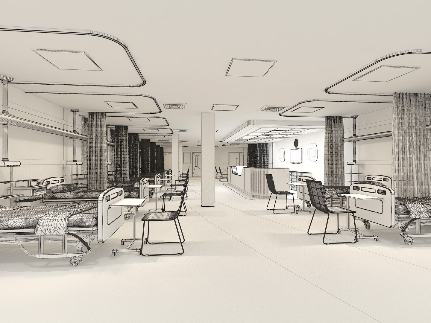 3D Hospital Ward Model - TurboSquid 2055286