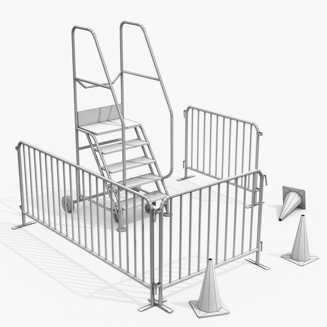 3D Maintenance Wheeled Ladder Barriers - TurboSquid 1456211