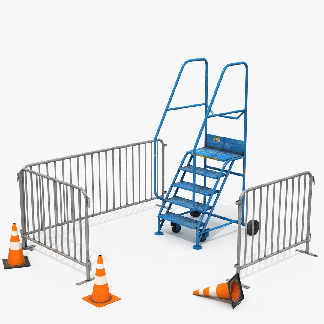 3D Maintenance Wheeled Ladder Barriers - TurboSquid 1456211